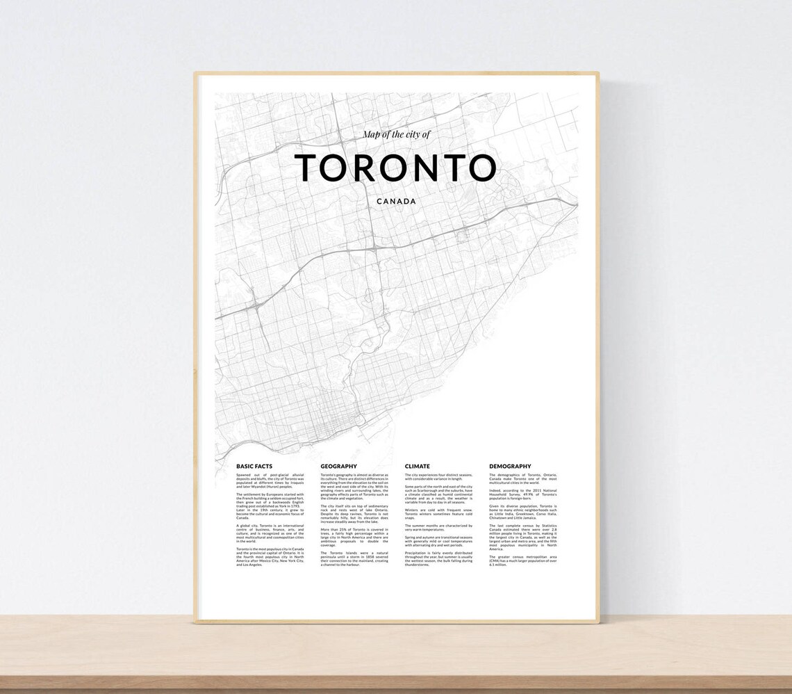 Toronto Map Print City Map of Toronto Toronto Map Wall Art - Etsy