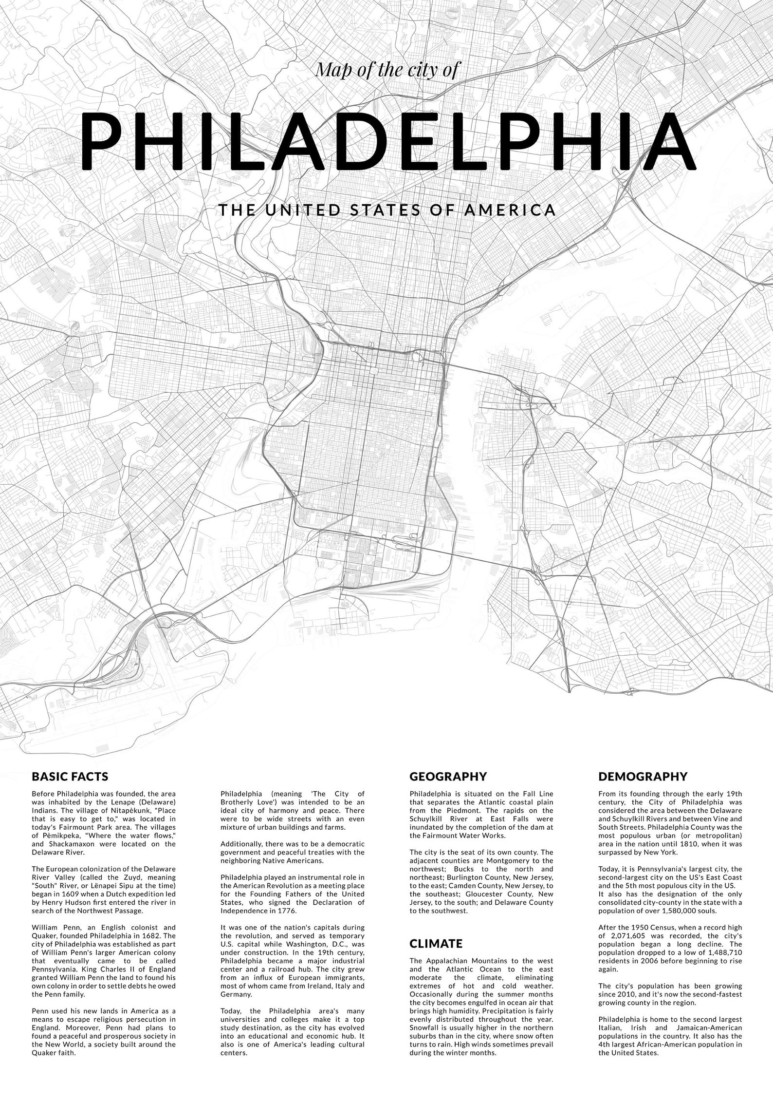 Philadelphia Map Print Philadelphia Wall Map Philadelphia - Etsy UK