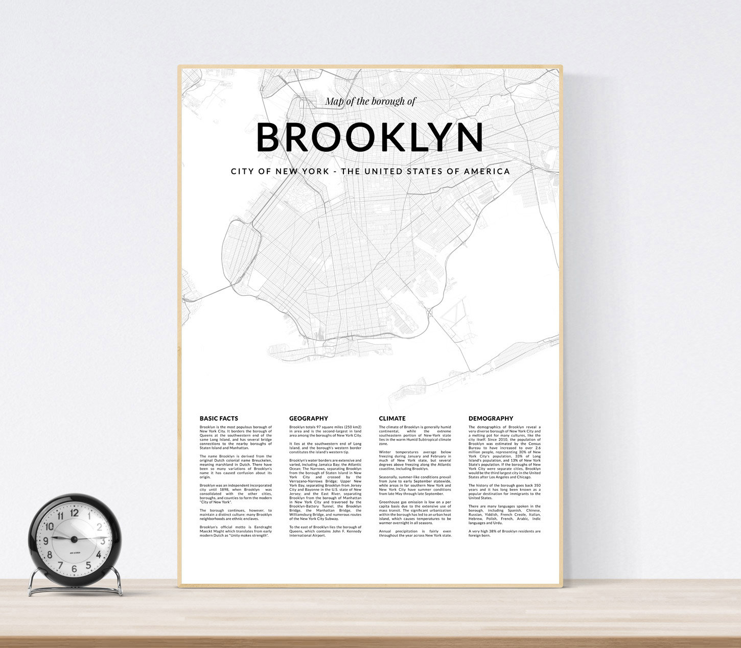 Brooklyn Map Print, Brooklyn Wall Map, Brooklyn Print, Brooklyn Poster ...