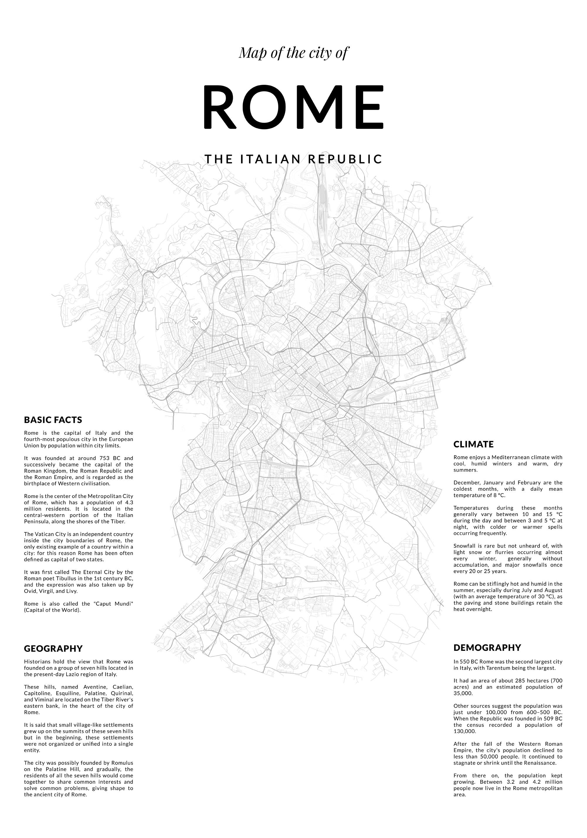Rome Map Print Rome Wall Map Rome Print Rome Poster Rome - Etsy