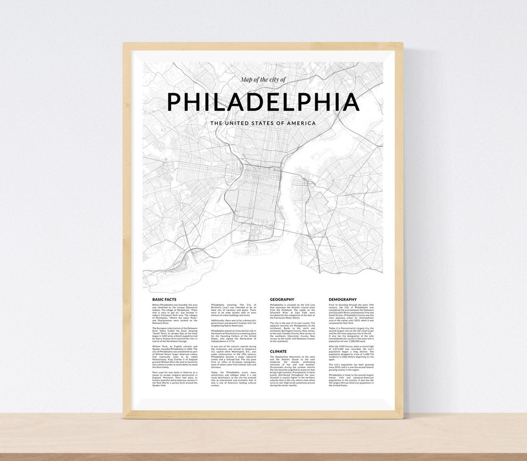 Philadelphia Map Print, Philadelphia Wall Map, Philadelphia Print ...