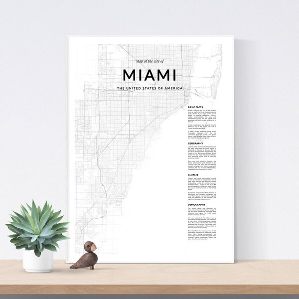 Miami Map Print - Etsy