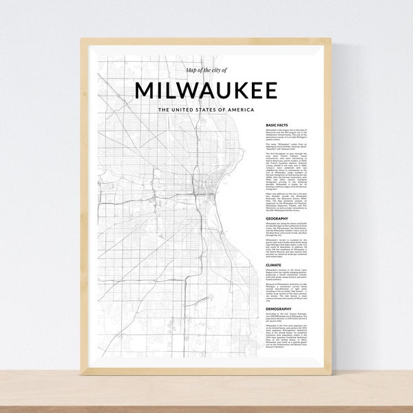 Milwaukee Map Black Poster - Etsy