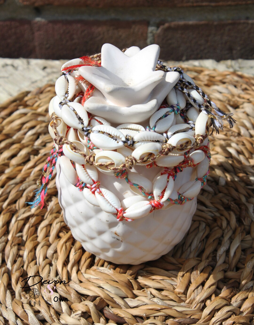 Cowry Shells Anklet on Woven Surf Cord, Surf Cord Anklet, Anklet Shells ...