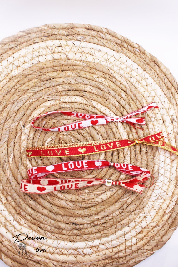 Ribbon Bracelets Love Love Text Ribbon Bracelets - Etsy