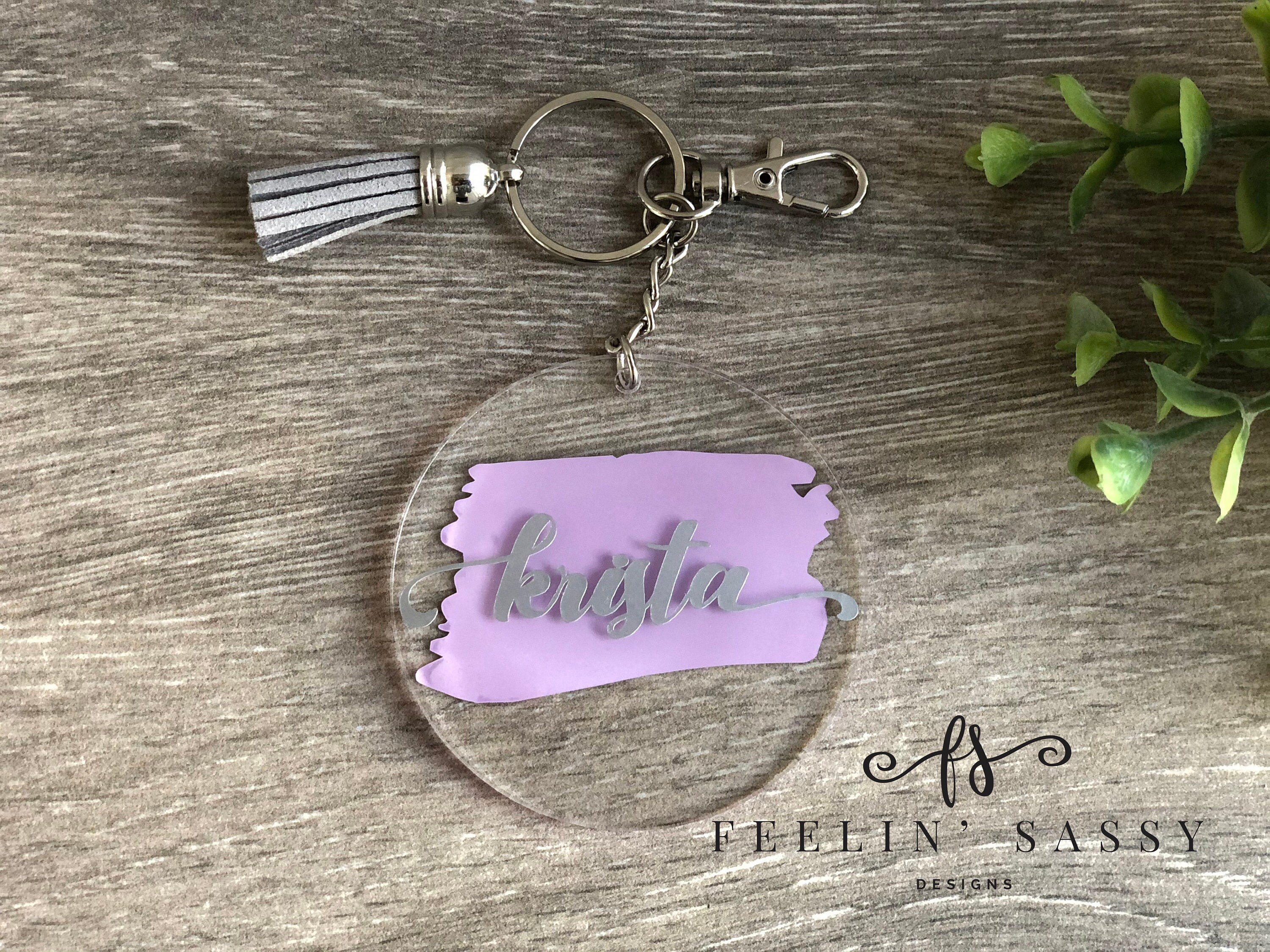 Personalized Keychain Brushstroke With Name and Tassel | Etsy