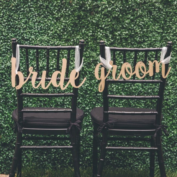 Bride and Groom Chair Signs - Etsy