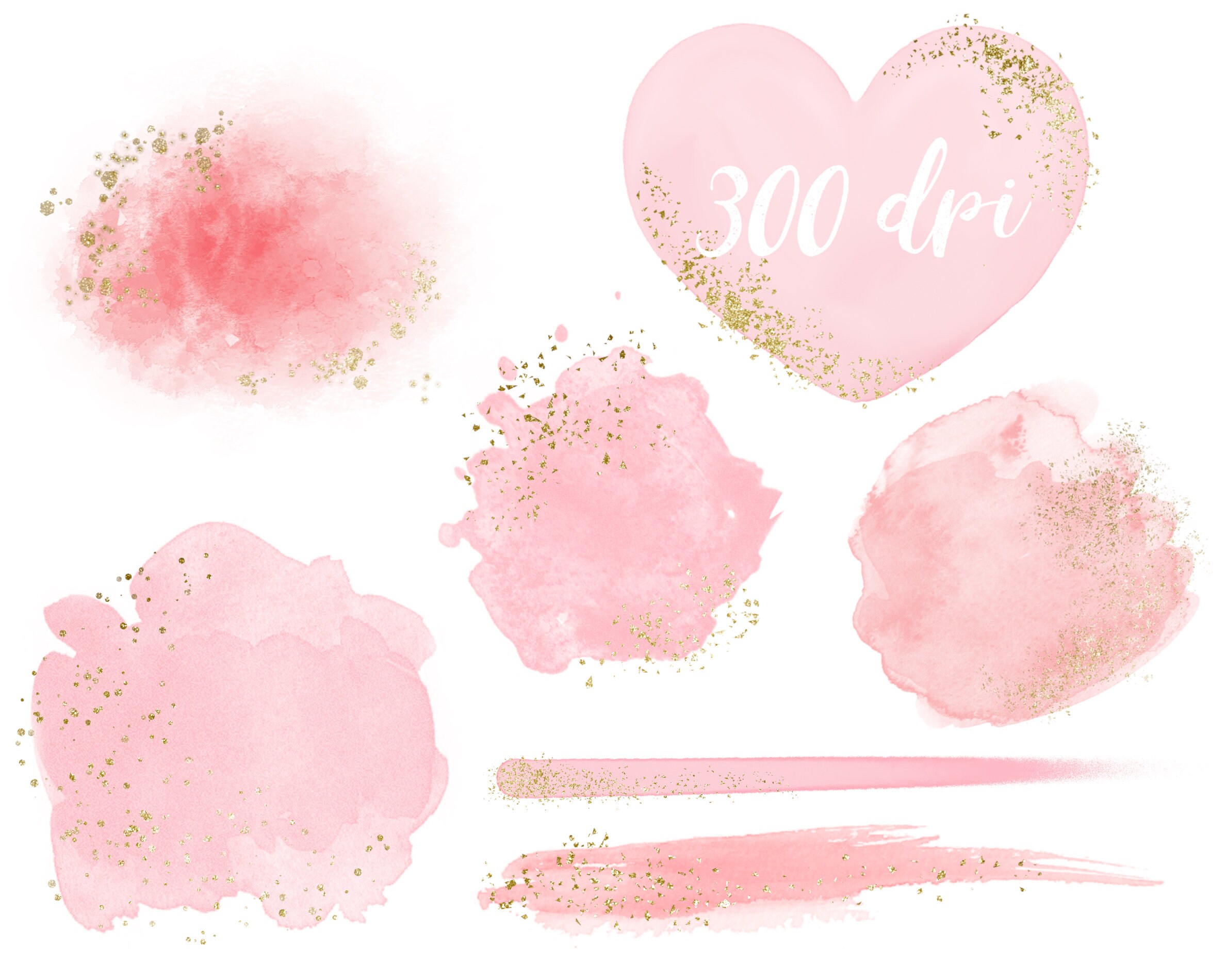 Pink Watercolor Clipart - Bright Pink Watercolor Splash Logo Elements ...