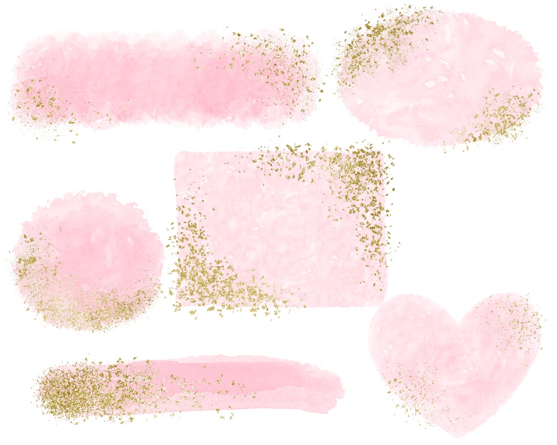 Pink Glitter Watercolor Splashes, Watercolor Strokes, Sparkle ...