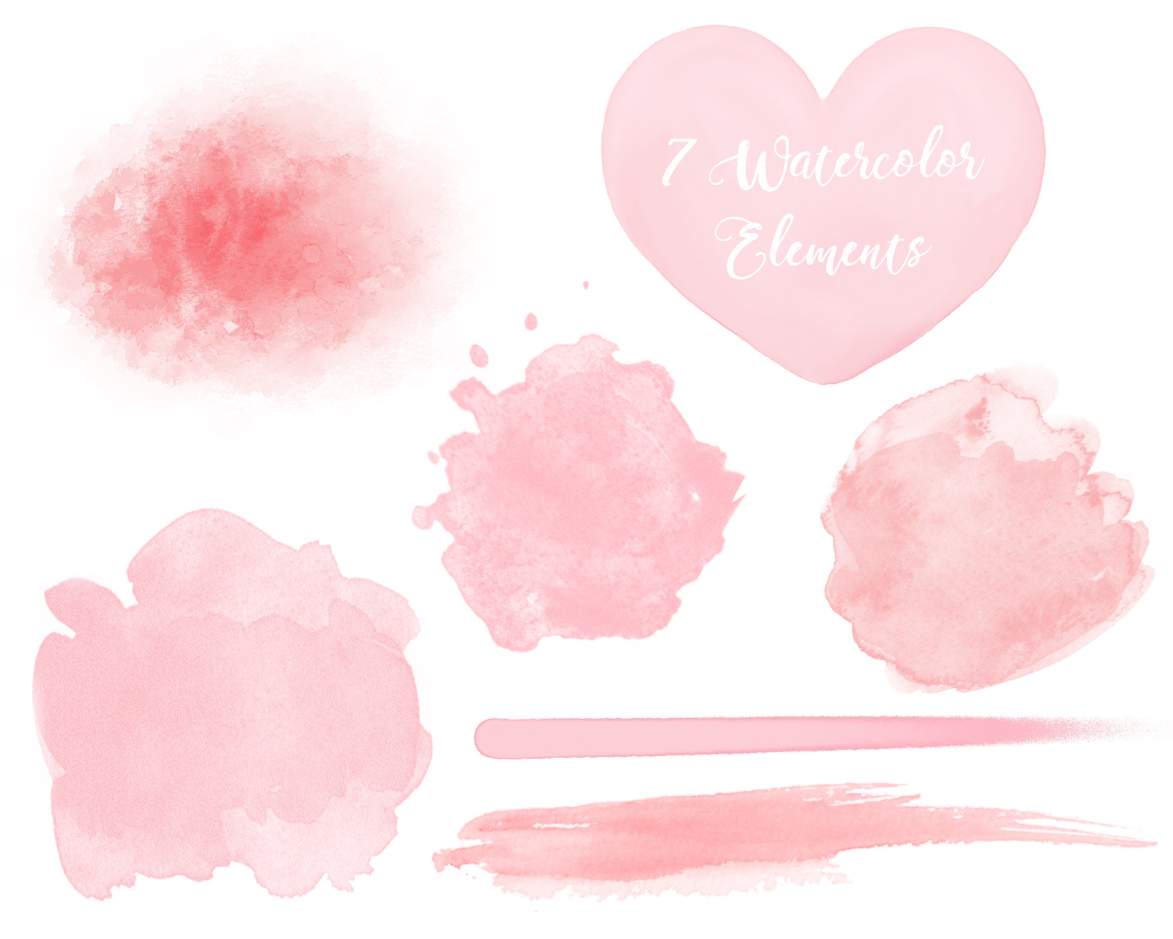 Pink Watercolor Clipart Bright Pink Watercolor Splash Logo Elements ...