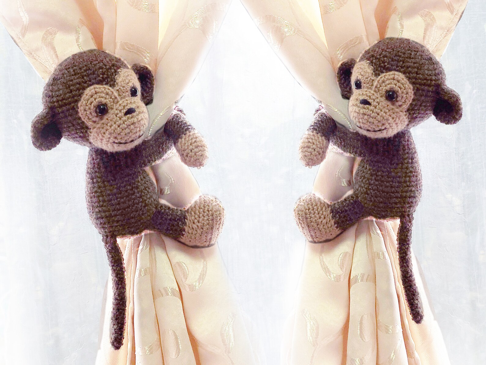 Fox and Monkey Curtain Tie Back Pattern - Crochet Fox Crochet Rabbit - Etsy