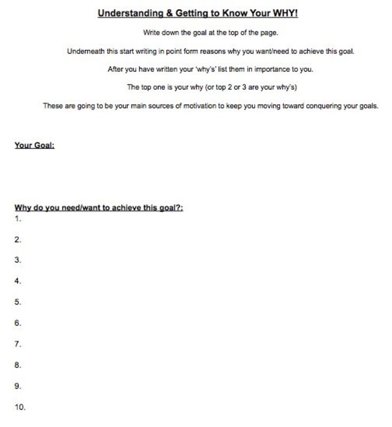 Finding Your Why, Worksheet - Etsy