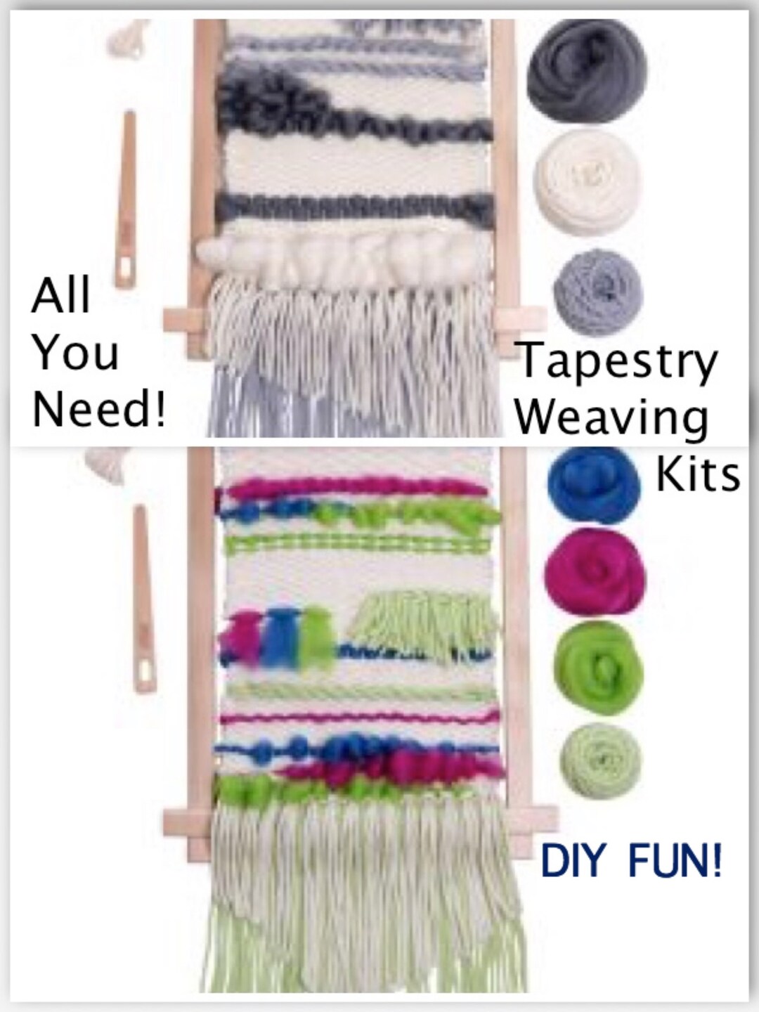 ALL INCLUSIVE Tapestry Weaving Kit Loom, Tools, Yarn, Pattern Super ...