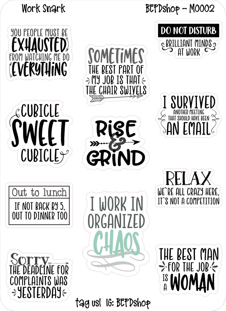 Work Snarky stickers decor quotes fun stickers just no | Etsy