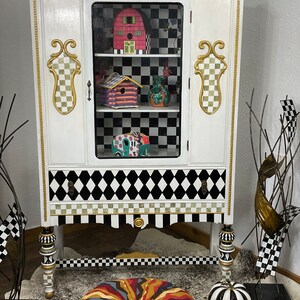 Black and White Checker China Cabinet China Cabinet - Etsy