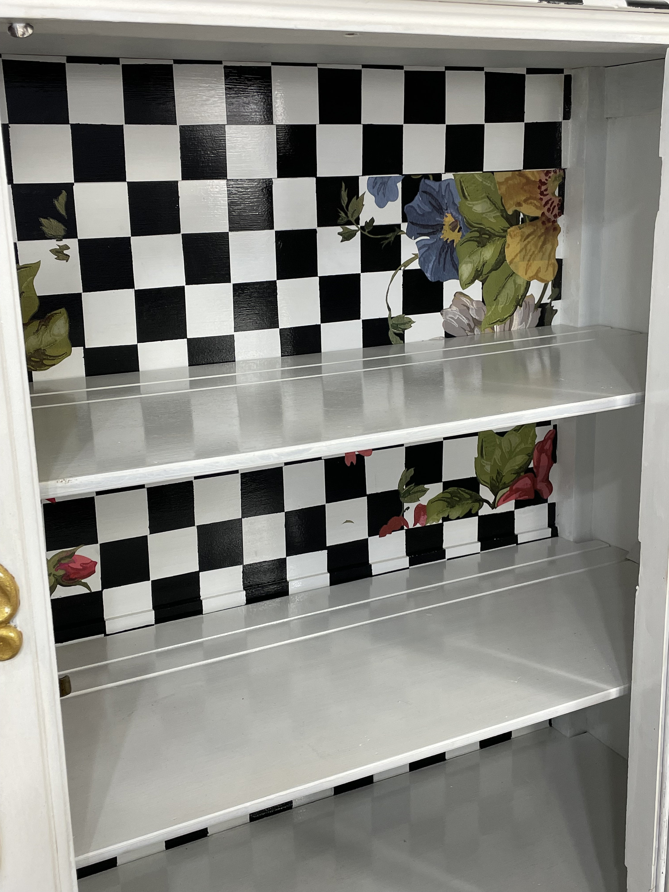 Black and White Checker China Cabinet China Cabinet - Etsy