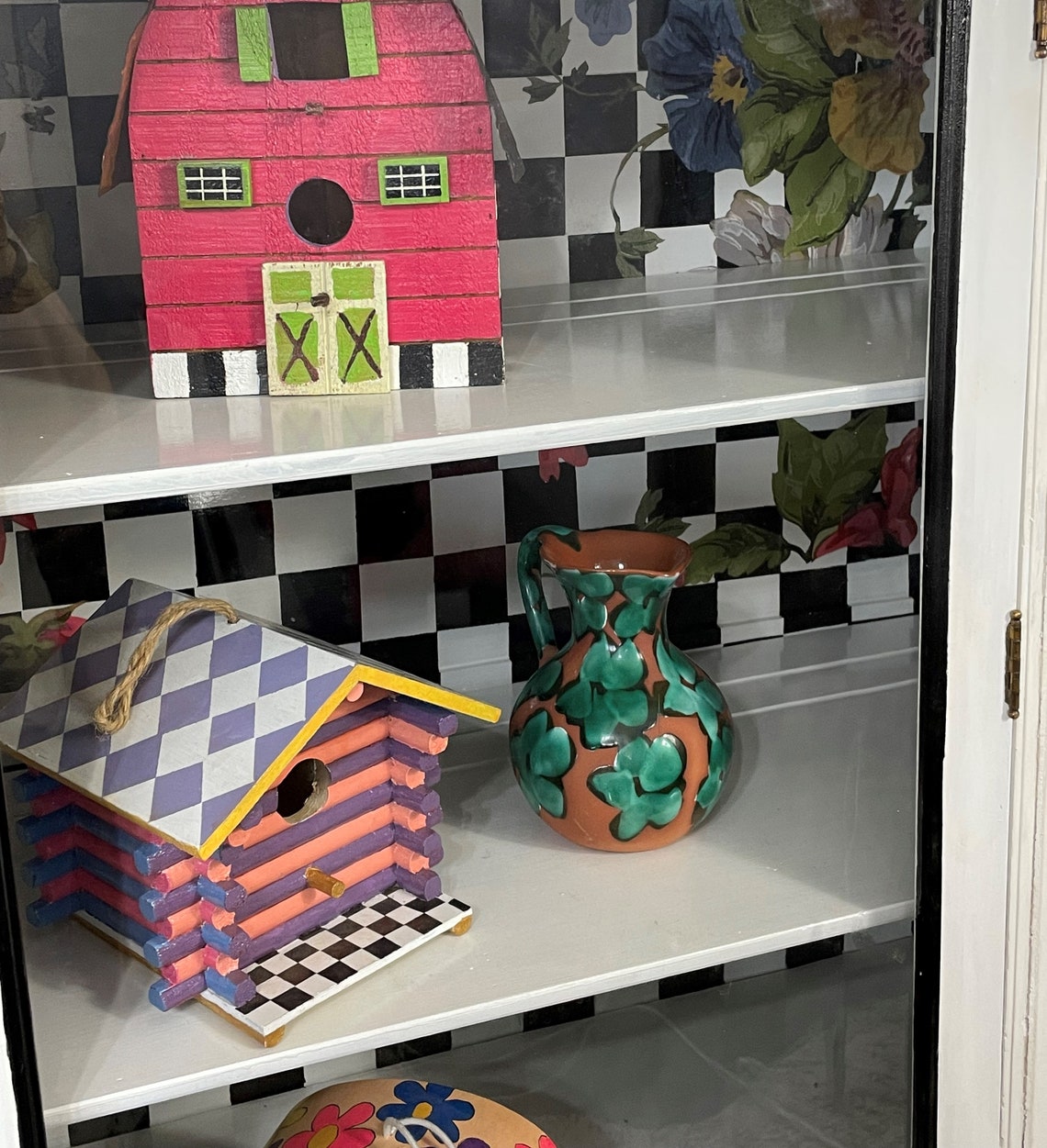 Black and White Checker China Cabinet China Cabinet - Etsy