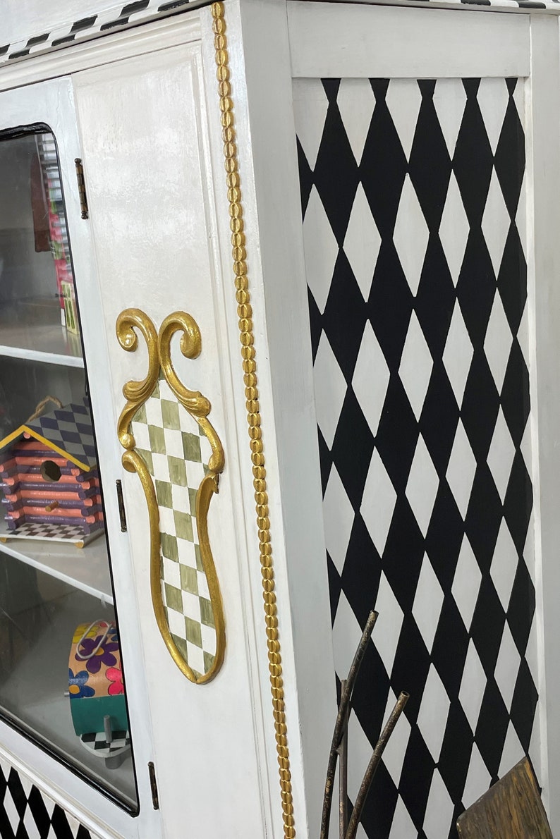 Black and White Checker China Cabinet China Cabinet - Etsy