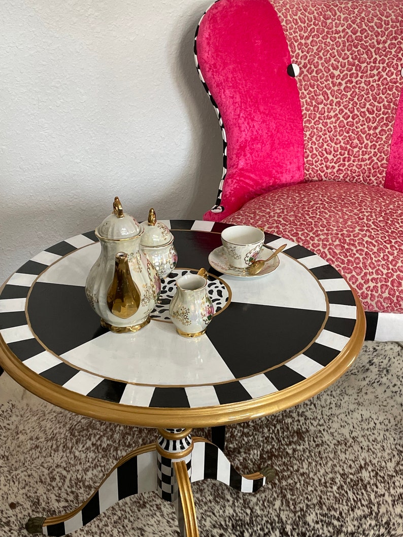 Whimsical Painted Furniture Whimsical Table End Table Black - Etsy