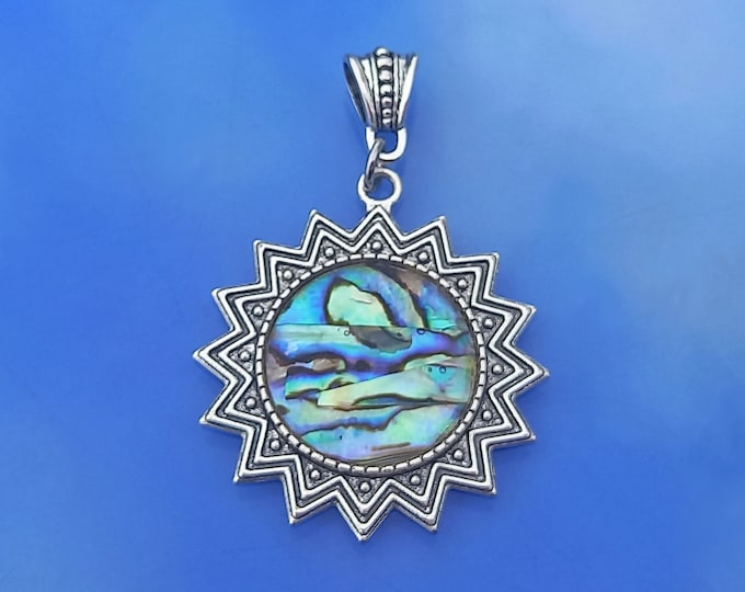 Abalone Sun Star Pendant 45x40mm, Sun Natural Shell Pendant With Bail ...