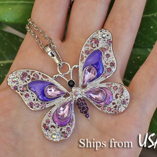 Swarovski Crystal Purple BUTTERFLY Flower Blossom Family | Etsy