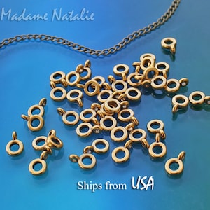 Small Gold Bails (20), Gold Tone Simple Ring Spacer Beads With Bail ...