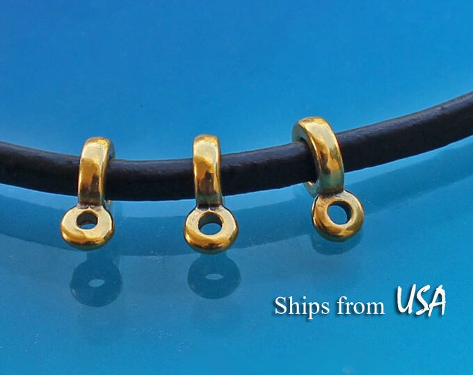 Small Gold Bails (20), Gold Tone Simple Ring Spacer Beads With Bail ...