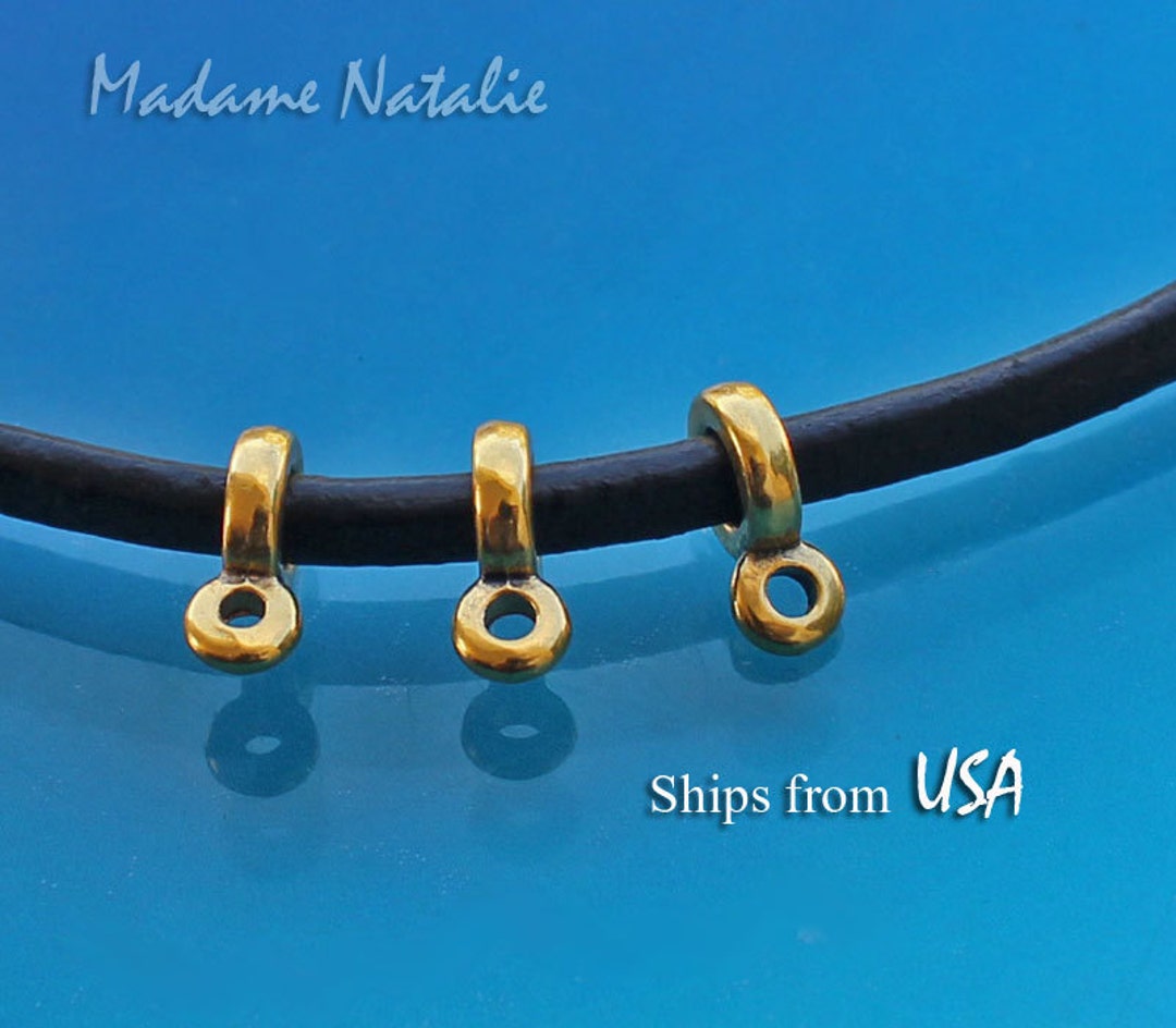Small Gold Bails (20), Gold Tone Simple Ring Spacer Beads With Bail ...