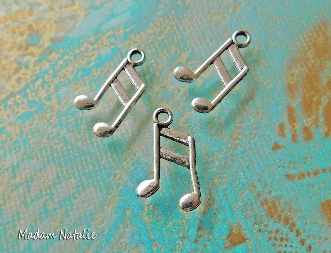 Musical Note Charms 14x10mm (16pc), Musical Double Bar Note Charms ...