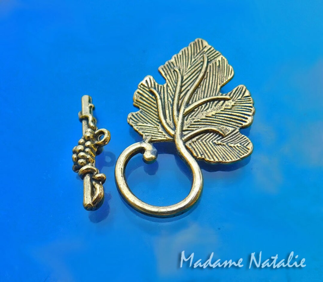 Leaf Toggle Clasp (10 Sets), Antique Gold Toggle Clasp, Leaf Shaped ...