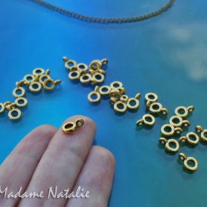 Small Gold Bails (20), Gold Tone Simple Ring Spacer Beads With Bail ...