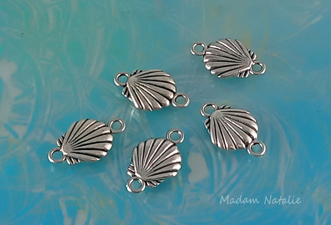 Clam Shell Connector 23x14mm (5pc), Silver Tone Shell Link Connector ...