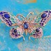 Blue Green Butterfly Pin 50x30mm Enamel Rhinestone Butterfly - Etsy