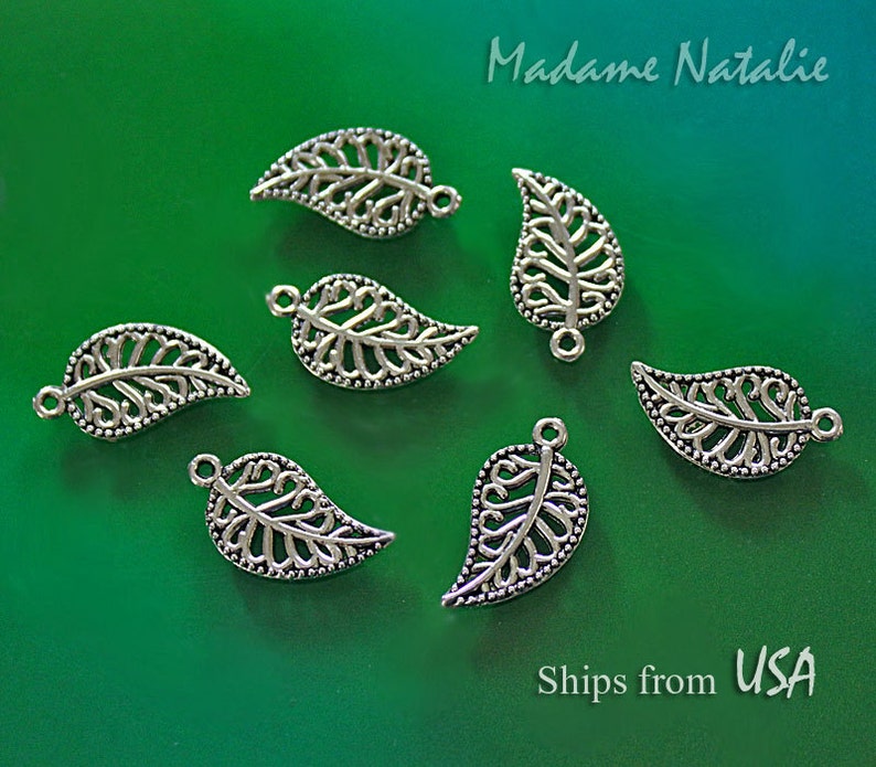 Filigree Leaf Charms 18x10mm 10pc Tibetan Silver Leaves - Etsy