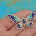 Blue Green Butterfly Pin 50x30mm Enamel Rhinestone Butterfly - Etsy