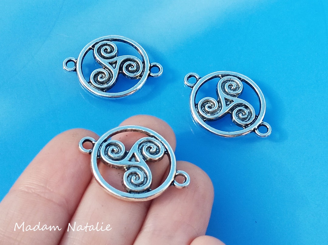 Celtic Triple Spiral Connector Charms: Tibetan Silver Round Swirls ...