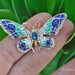 Blue Green Butterfly Pin 50x30mm Enamel Rhinestone Butterfly - Etsy
