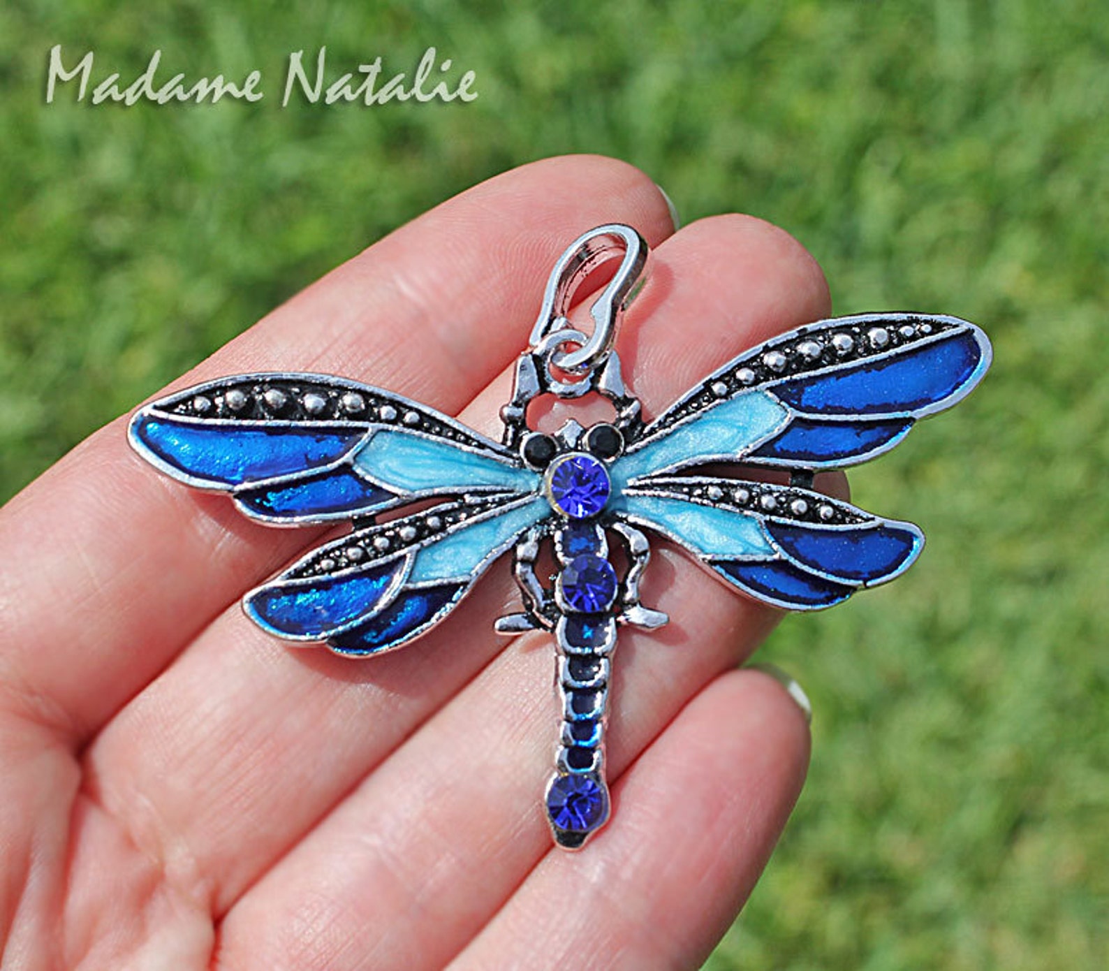 Blue Dragonfly Pendant Blue Rhinestone and Enamel Dragonfly - Etsy
