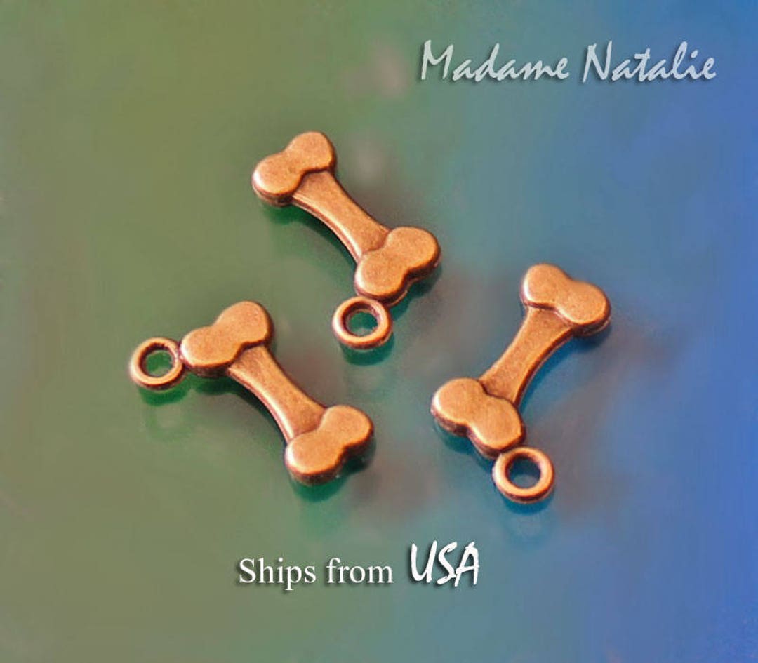 Bone Charms (8), Dog Bone Double Sided Charms, Halloween Jewelry Charms ...