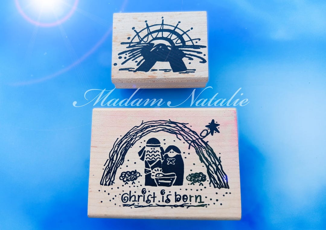 Vintage CHRISTMAS STAMPS Set of 2, Nativity Scene "christ is Born ...