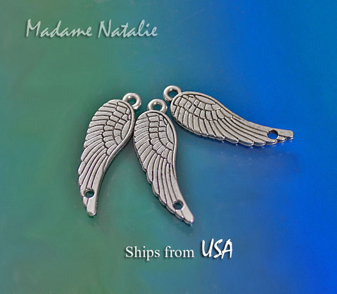 Angel Wing Connectors 30x9mm 10pc, Antique Silver Bracelet Wing ...