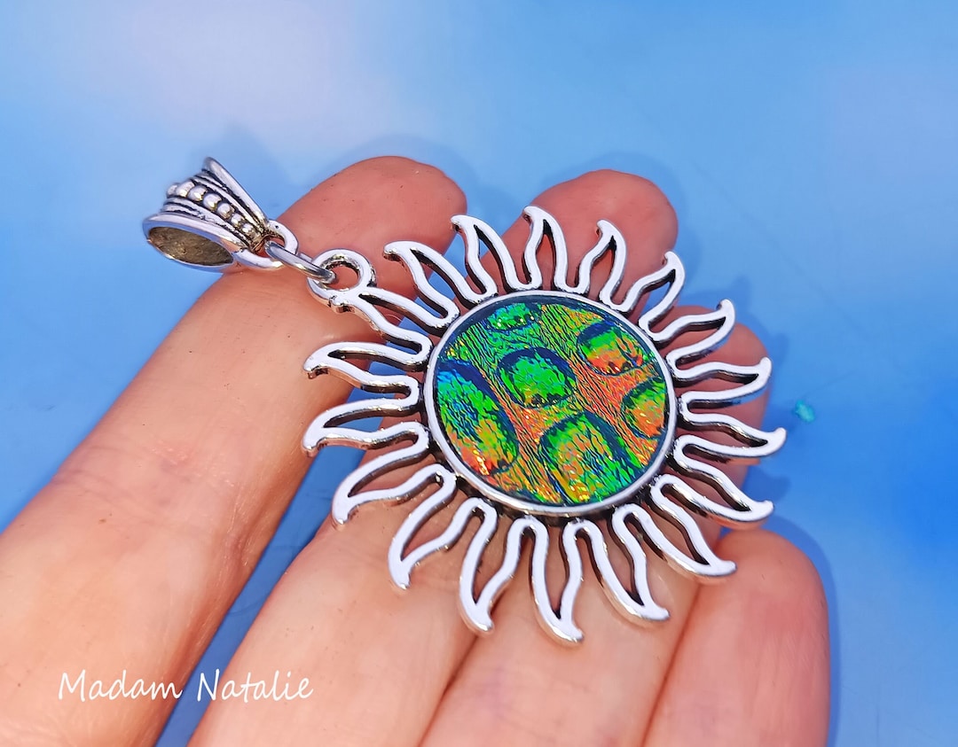 Switching Colors Sun Pendant 60x42mm, Fancy Sun Pendant With Bail, Blue ...