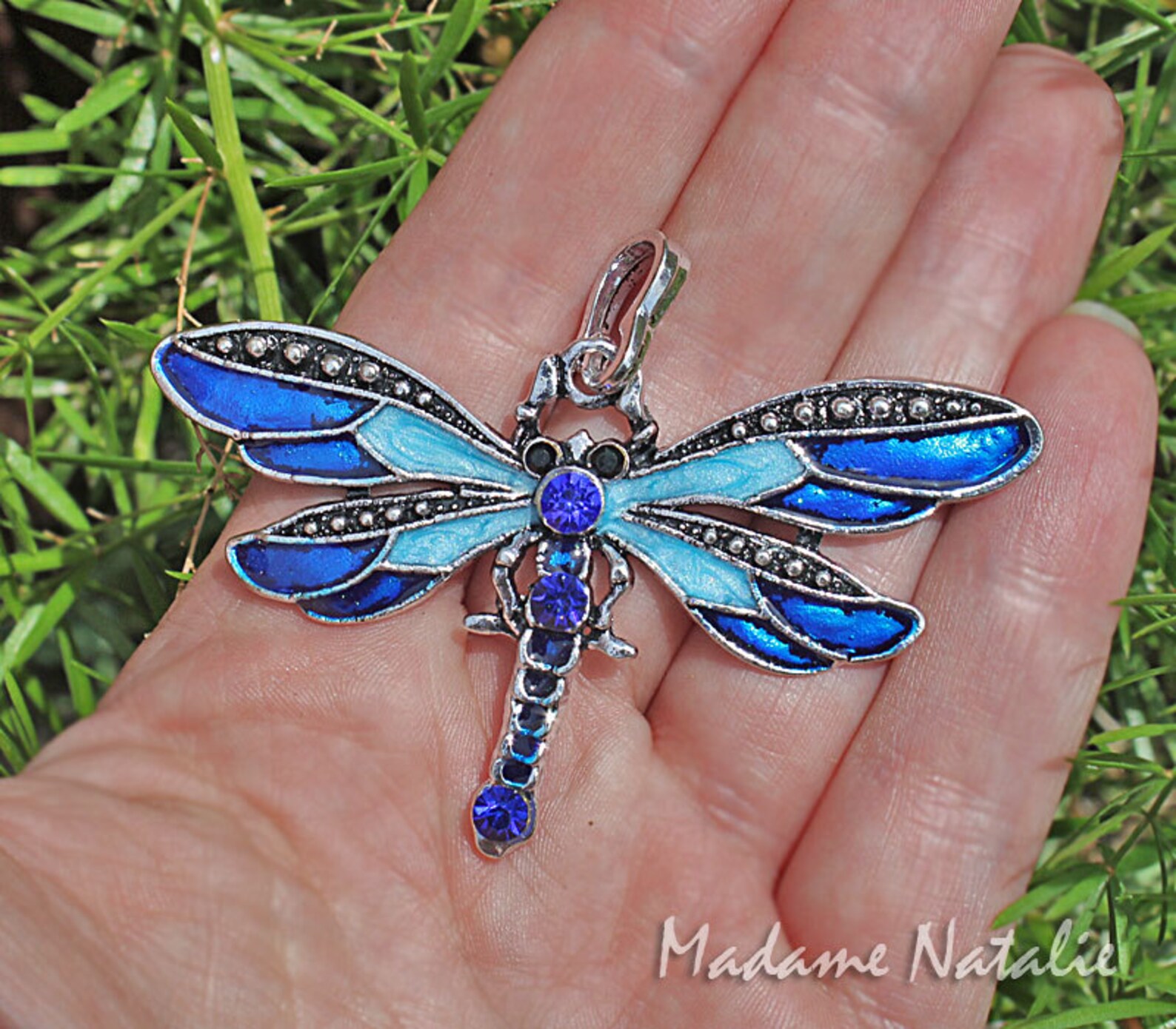 Blue Dragonfly Pendant Blue Rhinestone and Enamel Dragonfly - Etsy