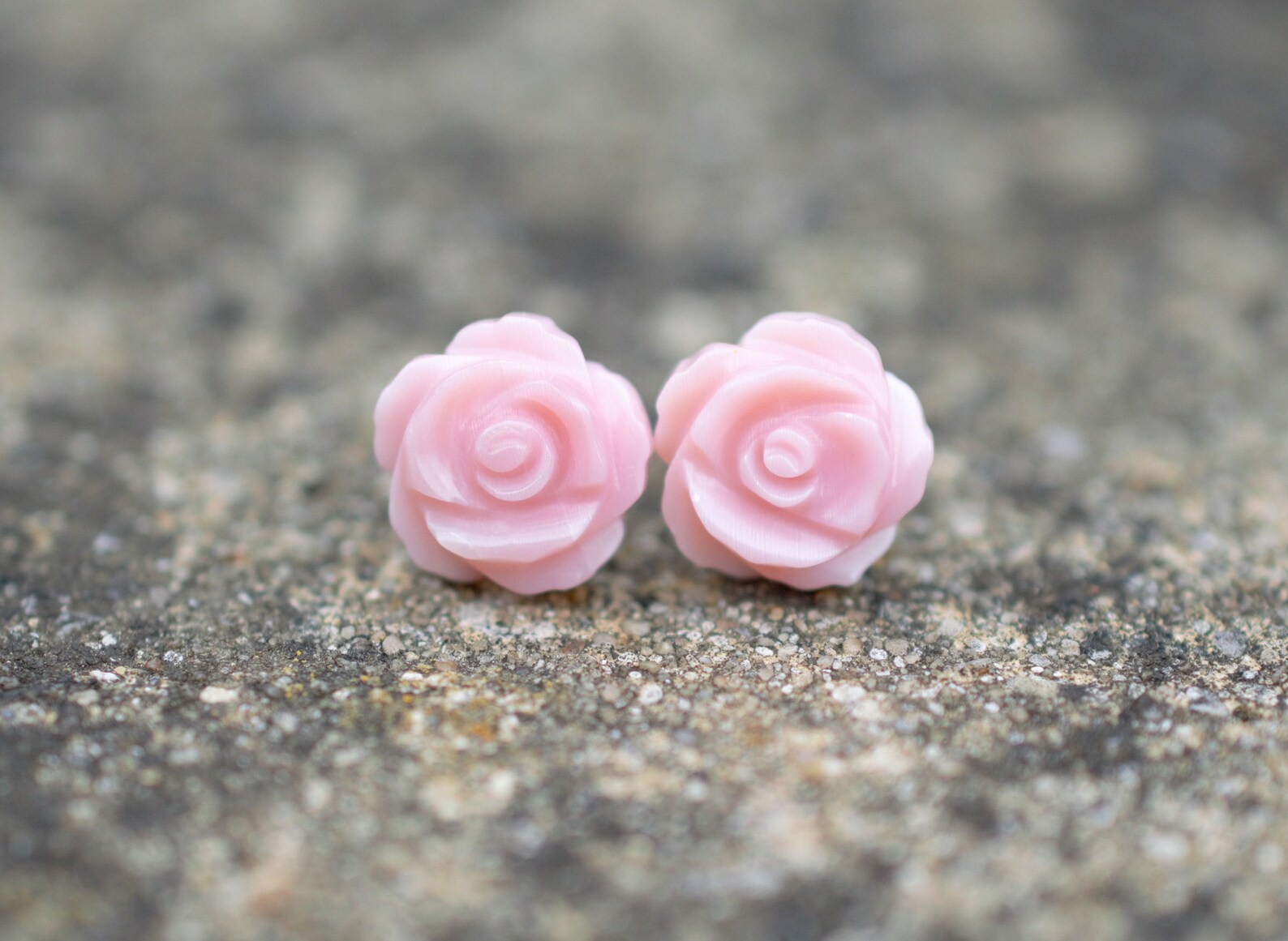 Pink Roses Studs Flower Earrings Minimalist Jewelry Mother - Etsy