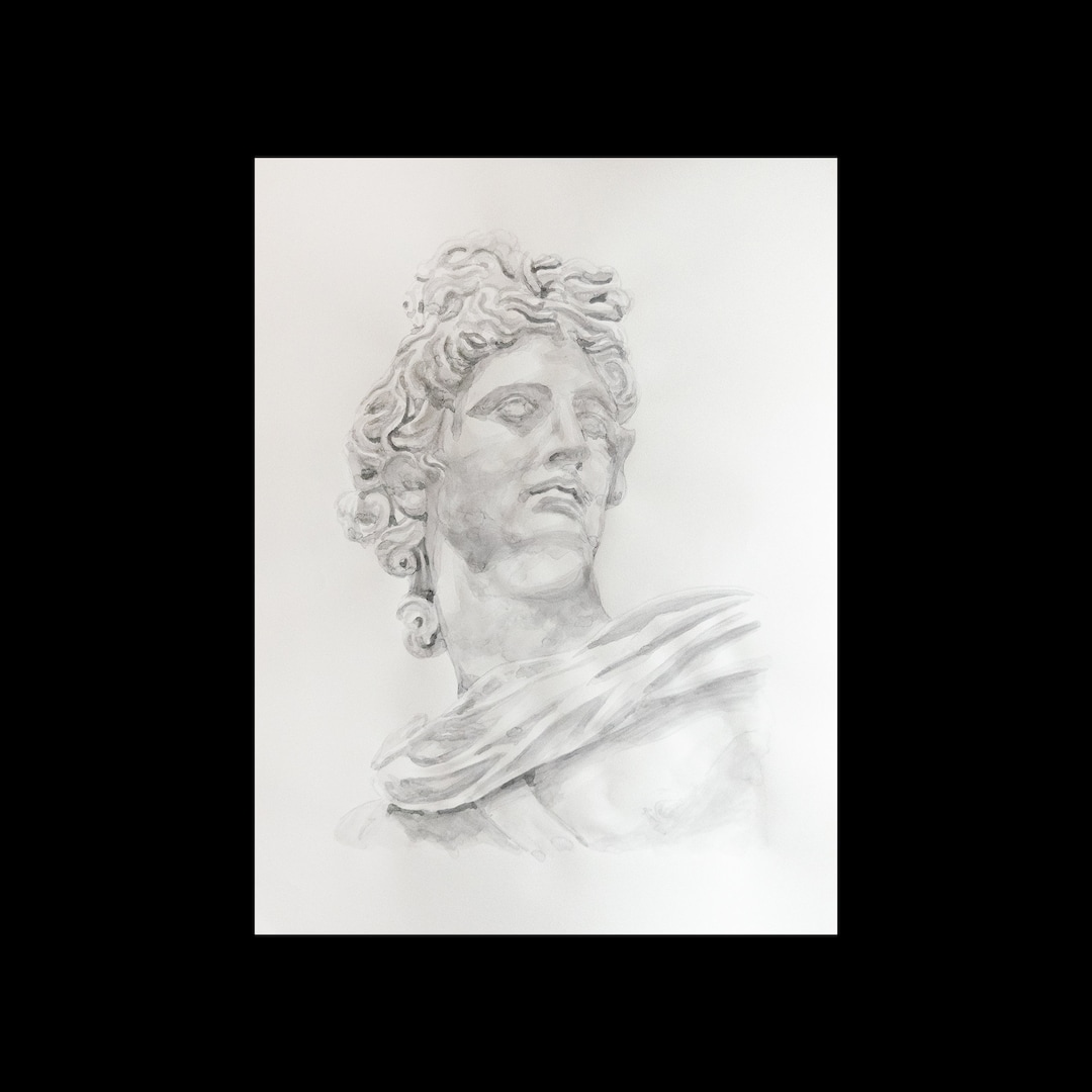 Apollo Statue Original Watercolor Painting - Etsy