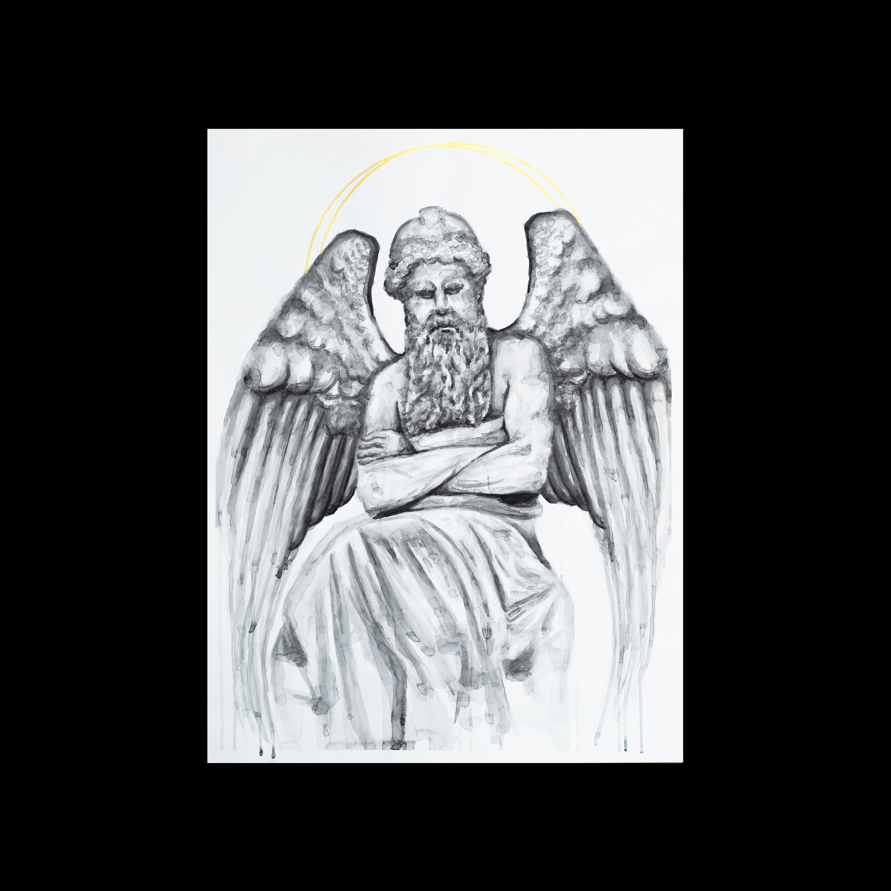 Chronos Statue Original Watercolor Painting - Etsy