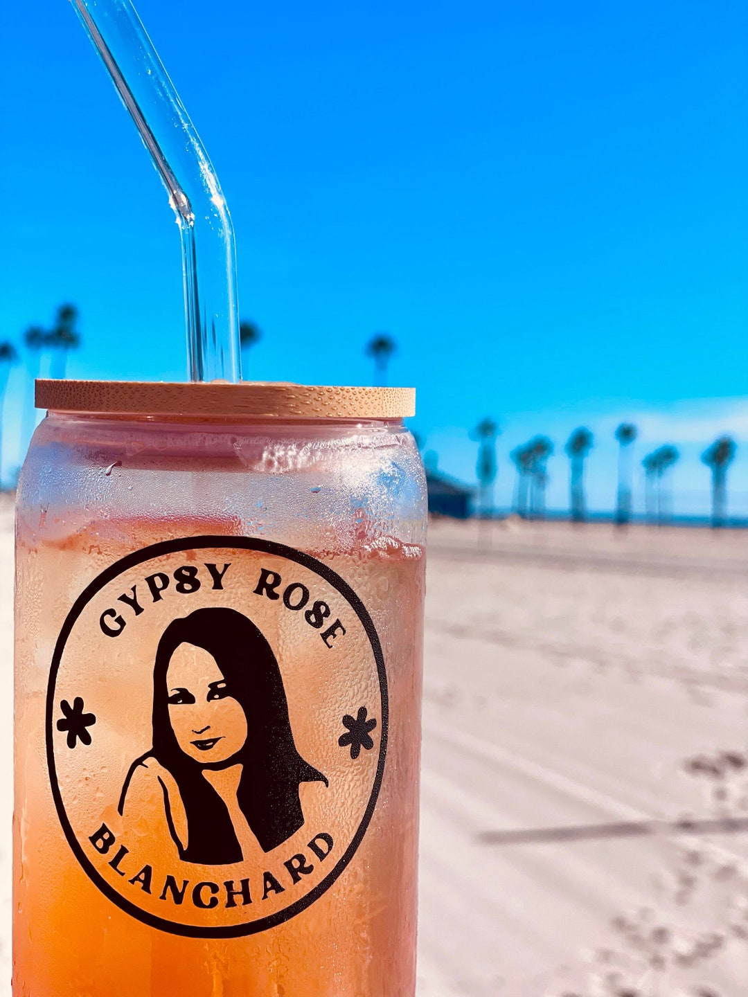 Gypsy Rose Blanchard Iced Tea Cup, 20 Oz Glass Can With Lid & Straw ...