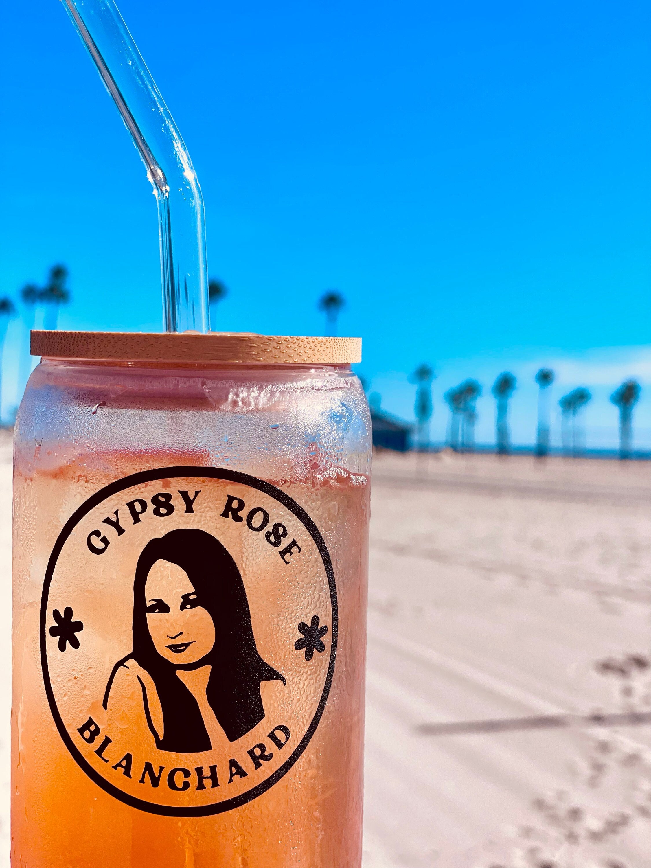 Gypsy Rose Blanchard Iced Tea Cup, 20 Oz Glass Can With Lid & Straw ...