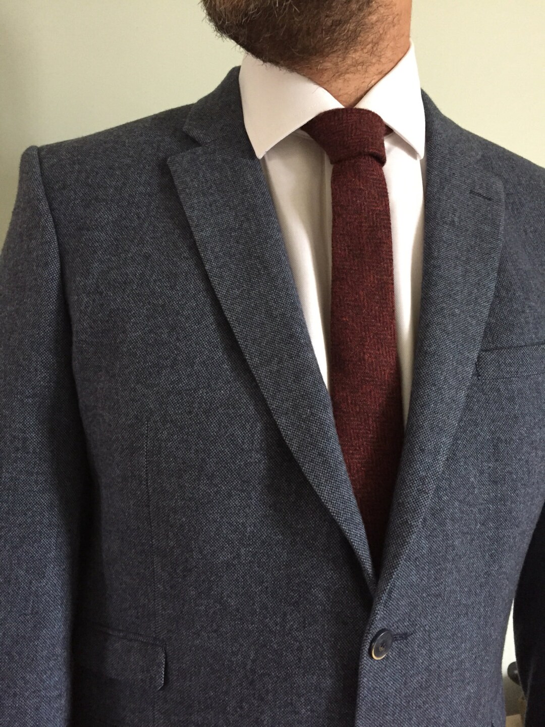 Tweed Tie, Red Tweed Tie, Liberty Print Lining, Groom, Best Man Wedding ...