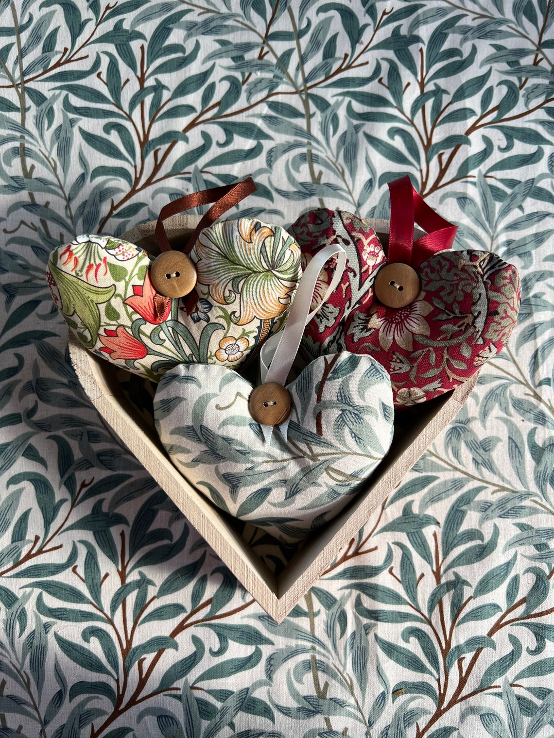 William Morris Fabric Heart Decorations Personalised Heart - Etsy